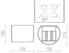 Rendl R13736 nástěnné LED stmívatelné svítidlo TITO R, bílá, 2x3W, 3000K, IP65, 13,4cm