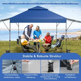 Costway Sun Shade Tent Pop-up Canopy Stan 300 × 537 × 270-290 cm, modrý