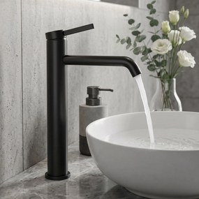 Rea Rivo, vysoká umyvadlová baterie h-280, černá matná, REA-B9320