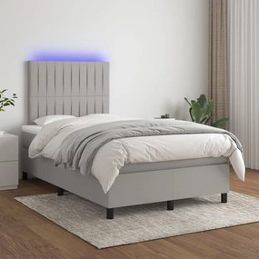 Box spring postel s matrací a LED světle šedá 120x200 cm textil
