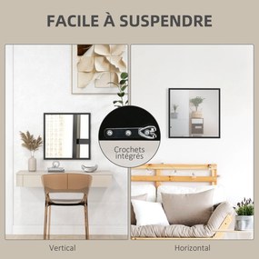 HOMCOM Čtvercové nástěnné zrcadlo 50 x 50 cm, černý dřevěný rám, ideální do koupelny, obývacího pokoje nebo ložnice