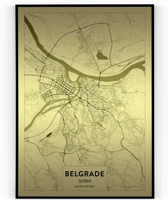 Obraz Mapa Belgrade 30 x 40 cm - napnuté plátno na dřevěném rámu