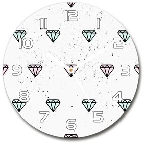Wallmuralia Skleněné nástěnné hodiny kulaté Diamanty fi 30 cm