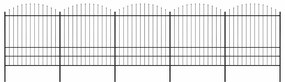 Zahradní plot s kopím nahoře ocelový 838 x 200 cm černý 277752