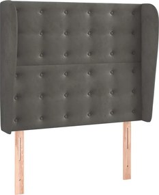 Čelo postele typu ušák tmavě šedé 103x23x118/128 cm samet 3118433