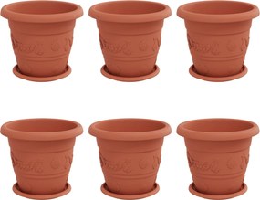 Květináče 6 ks Cihlově červená Ø 26 x 21.5 cm Plast 3403271