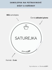 Samolepka na kořenky SATUREJKA bílá 5 cm základní písmo