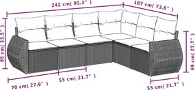 vidaXL 6dílná zahradní sedací souprava s poduškami polyratan [3253743] Barva: Černá a krémová