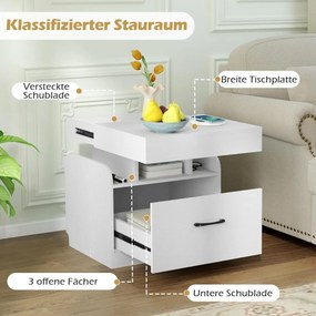 Costway Noční stolek s nabíjecí stanicí se zásuvkou s otevřenými přihrádkami