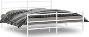 vidaXL Kovový rám postele s hlavovým a nožním čelem 200 x 200 cm [355439] Barva: Bílá
