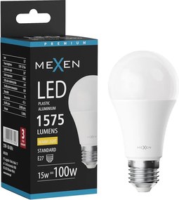 Mexen Nova, LED žárovka E27, A60, 15W, teplá - 3000K, 1575 lm - L100-E27-1530-01