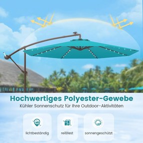 Costway Konzolový deštník Ø 300 cm se 40 solárními LED světly a pytli s pískem