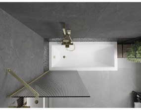 Mexen Next, 1-křídlová vanová zástěna 70 x 150 cm, 6mm sklo Ribs, zlatá matná, 895-070-000-00-09-55