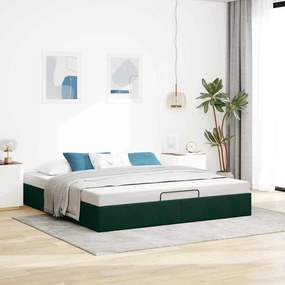 Osmanský rám postele bez matrací tmavě zelená 180x200 cm samet 3310982