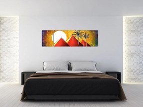 Obraz malovaných egyptských pyramid (170x50 cm)