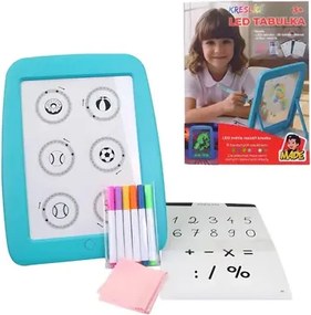 MADE Kreslicí tabulka LED s podsvícením / 20 karet / 6 fixů + houbička