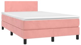 Box spring postel s matrací a LED růžová 120 x 190 cm samet 3270146