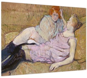 Skleněný obraz - Henri de Toulouse-Lautrec, The Sofa, reprodukce (70x50 cm)