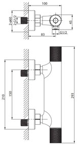 Cersanit Zen, nástěnná sprchová baterie, černá matná, S951-582