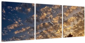 Obraz - Palmy mezi mraky (s hodinami) (90x30 cm)
