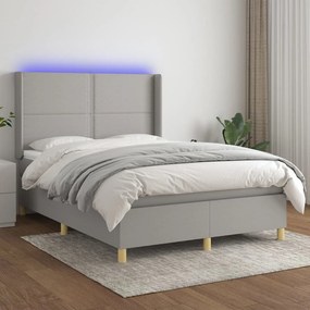 Box spring postel s matrací a LED světle šedá 140x200 cm textil 3138797