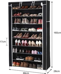 Textilní botník Pompy 88 cm černý