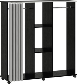 HOMCOM Šatní skříň, šatník, mobilní úložná skříň 6 koleček 120L x 40l x 128H cm, černé dřevo
