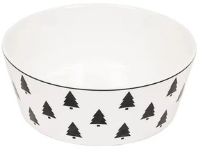 Krémová porcelánová salátová miska se stromky X-Mas Tree - Ø 17,5*6,5 cm