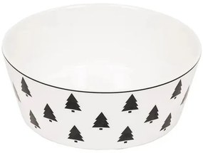 Krémová porcelánová salátová miska se stromky X-Mas Tree - Ø 17,5*6,5 cm