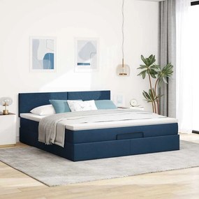 Osmanský rám postele s matrací modrá 160x200cm textil 3312242
