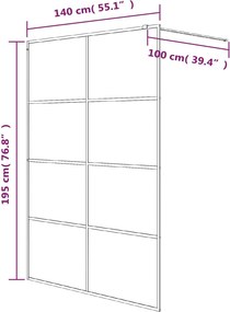 Sprchová zástěna walk-in bílá 140 x 195 cm čiré ESG sklo 152144