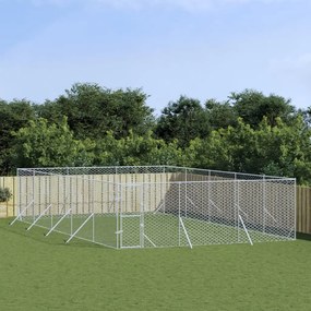 Venkovní psí kotec stříbrný 6 x 10 x 2 m pozinkovaná ocel 3190461