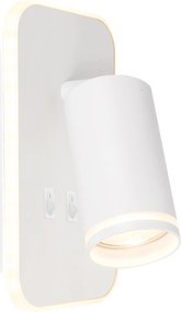 Nástěnné svítidlo Pipe Ring, 1x bílé kovové stínítko + 1x LED 6w, w, vypínač