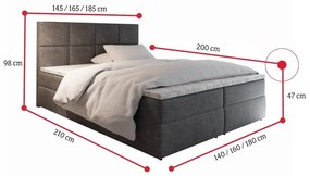 Expedo Čalouněná postel boxspring LENY, 180x200, sawana 25 + topper