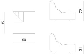 Prostoria designové sedačky Layout Sofa Outercorner Seat S