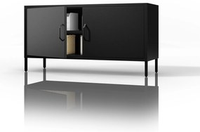 TV skříňka kovová na nožičkách černá, 1150x595x400 mm: ROSA Modern
