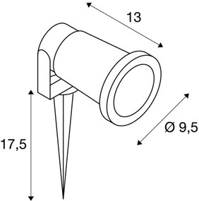 SLV 227410 Nautilus Spike 15, venkovní reflektor s trnem a vidlicí do zásuvky, 1x11W GU10, černá, délka 15,5cm, IP65