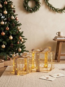Sinsay - Vánoční LED dekorace ve tvaru dárků 2 pack - zlatá