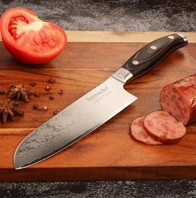 Kuchyňský Santoku nůž 7" Sunnecko 73 vrstev damaškové oceli