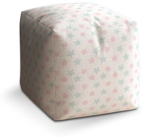 Sablio Taburet Cube růžové a modré hvězdy: 40x40x40 cm