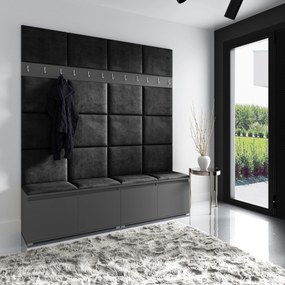 Eka Předsíňová stěna s čalouněnými panely Trinity 4 - Grafit / Černá 2316