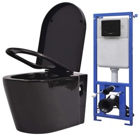 Závěsná toaleta s podomítkovou nádržkou keramická černá,  3054477