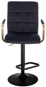 LuxuryForm DESIGN Barová židle VERONA GOLD VELUR na černém talíři - černá
