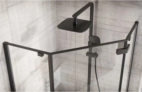 Rea - DIAMOND BLACK pětiúhelníkový sprchový kout 100 x 100 cm, černý matný, čiré sklo, REA-K5623