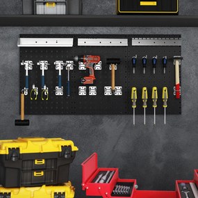 Costway Tool Wall Tool Děrovaná stěna se 3 tyčemi a 28 dílným závěsným