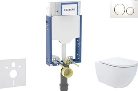 SANITINO - Set předstěnové instalace, klozetu Oudee a sedátka softclose, tlačítko Sigma20, bílá/pozlacená SANI11CA31177