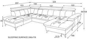 Rozkládací rohová sedací souprava s úložným prostorem do U CATANIA béžová