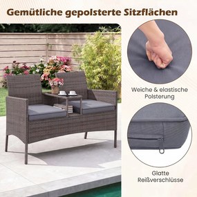 Costway Zahradní lavice se stolem 2-sedák polyratanová sedací skupina zahradní