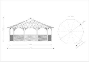 Dřevěný altán desetistranný Wagner Pavilon LUX 4,7x4,5m