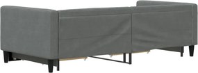 Válenda s přistýlkou a zásuvkami tmavě šedá 90 x 200 cm textil 3196615